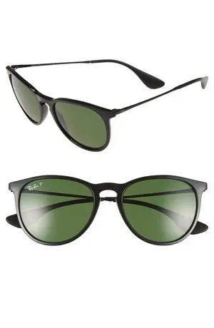 Ray-ban Ray-Ban Erika 54mm Round Sunglasses Black/ Green