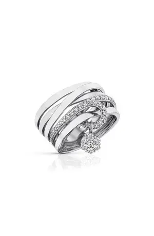 Hueb Diamond And Gold Stack Ring - White Gold