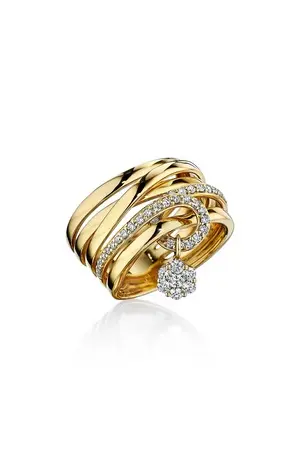 Hueb Diamond And Gold Stack Ring Yellow Gold
