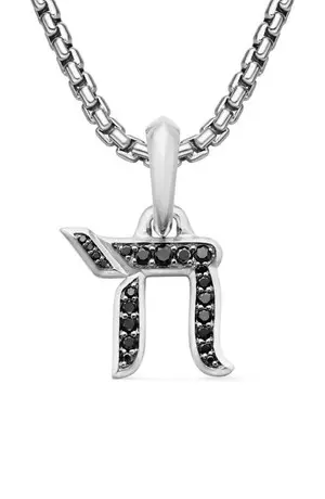 David Yurman Sterling Silver Chai Amulet - Black Diamond