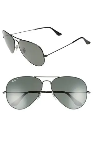 Ray-ban 62mm Polarized Aviator Sunglasses - Black/polarized