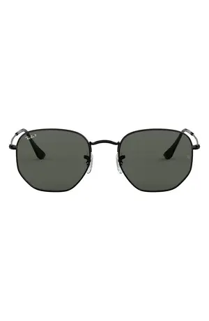Ray-ban Ray-Ban 54mm Polarized Square Sunglasses Black/ Green