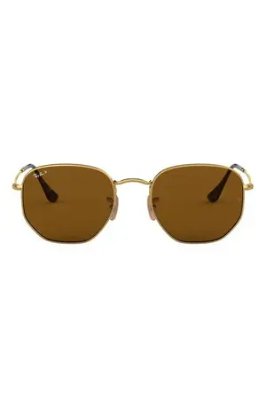 Ray-ban Ray-Ban 54mm Polarized Square Sunglasses Gold/brown