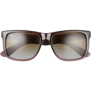 Ray-ban 54mm Polarized Square Sunglasses - Transparent Brown