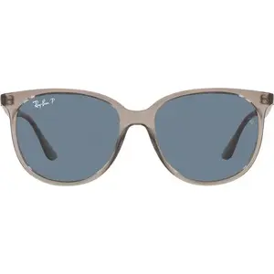 Ray-ban Ray-Ban 54mm Polarized Square Sunglasses Transparent Grey / Dark Blue