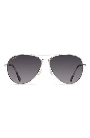 Maui Jim Mavericks 61mm Aviator Sunglasses - Silver