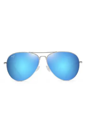Maui Jim Mavericks Aviator Sunglasses - Silver/blue Hawaii