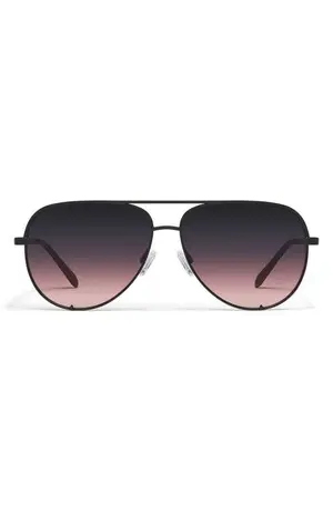 Quay High Key 64mm Oversize Aviator Sunglasses - Black/black Plum Pink