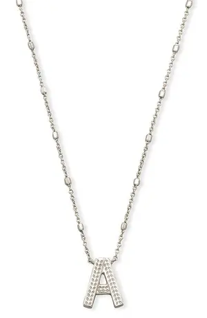 Kendra Scott Kendra Scott Initial Pendant Necklace Rhodium Metal-a