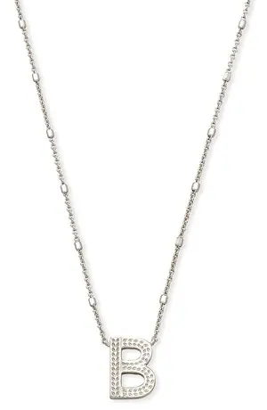 Kendra Scott Kendra Scott Initial Pendant Necklace Rhodium Metal-b