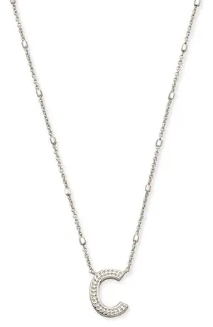 Kendra Scott Kendra Scott Initial Pendant Necklace Rhodium Metal-c