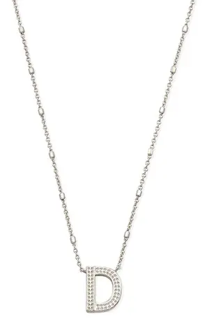 Kendra Scott Kendra Scott Initial Pendant Necklace Rhodium Metal-d