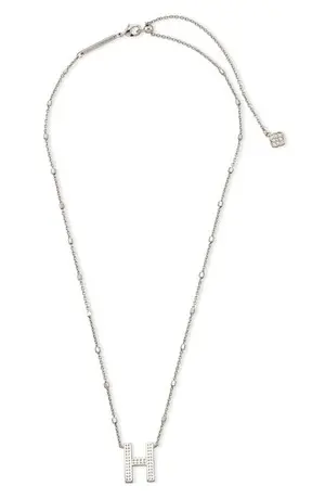 Kendra Scott Initial Pendant Necklace - Rhodium Metal-h