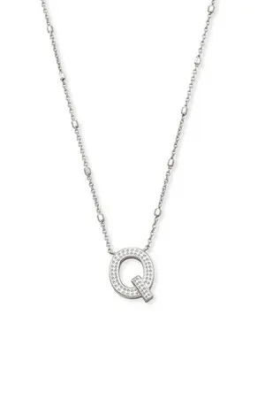 Kendra Scott Initial Pendant Necklace - Rhodium Metal-q