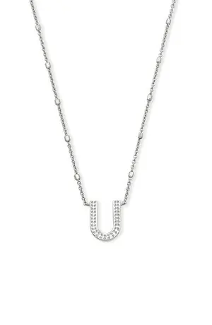 Kendra Scott Initial Pendant Necklace - Rhodium Metal-u
