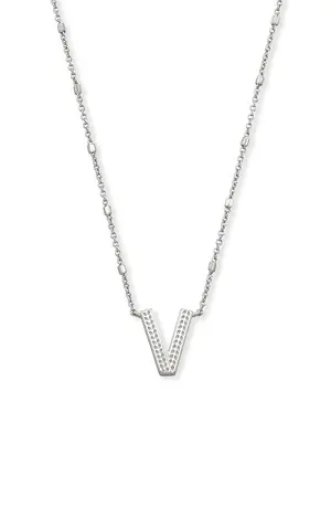 Kendra Scott Kendra Scott Initial Pendant Necklace Rhodium Metal-v