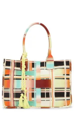 Vince Camuto Vince Camuto Orla Canvas Tote Plaid Di Tech