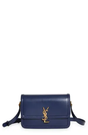 Saint Laurent Medium Solferino Leather Shoulder Bag Blue Charron