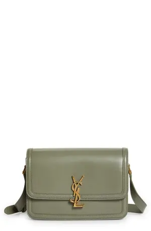 Saint Laurent Medium Solferino Leather Shoulder Bag Light Sage