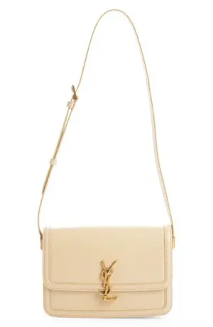 Saint Laurent Medium Solferino Leather Shoulder Bag Light Vanilla