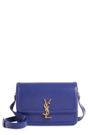 Saint Laurent Medium Solferino Leather Shoulder Bag Saphir Bleu