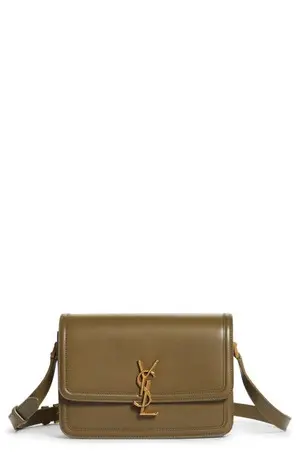 Saint Laurent Medium Solferino Leather Shoulder Bag Vert Kaki