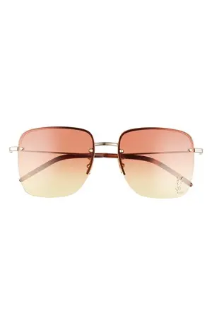 Saint Laurent Saint Laurent Semi Rimless Flat Front Square Sunglasses Gold/ Orange Gradient