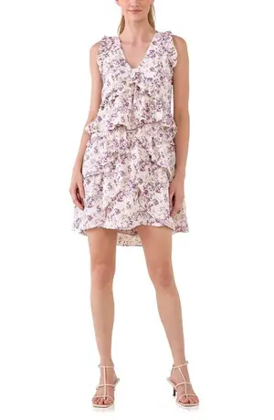 Beige Ruffle Mini Dress