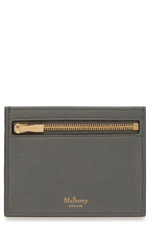 Mulberry Zipped Leather Card Case Charcoal
