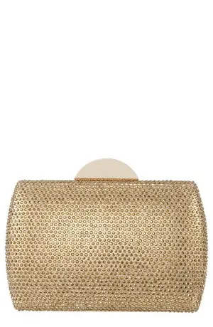 Nina Pacey Crystal Minaudière Gold Metallic