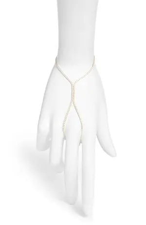 SHYMI Cubic Zirconia Tennis Hand Chain - Gold/ White Stones