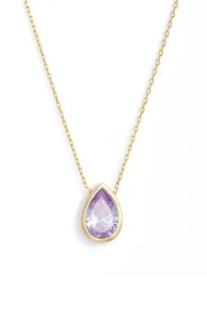 SHYMI Pear Cubic Zirconia Bezel Pendant Necklace - Gold/purple