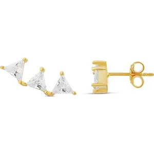 SHYMI 3-stone Ear Crawlers - Gold/ White
