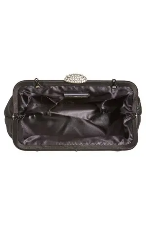Nina Concord Pleated Satin Frame Clutch - Black