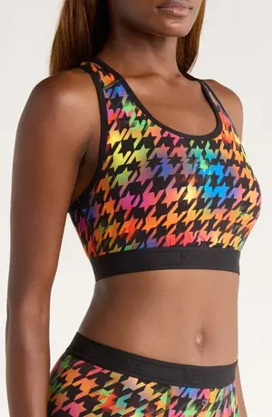 TOMBOYX Racerback Soft Bra - Rainbow Houndstooth