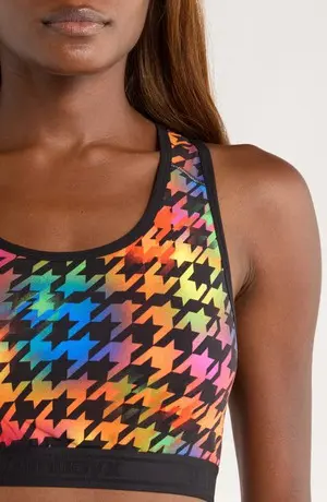 TOMBOYX Racerback Soft Bra - Rainbow Houndstooth