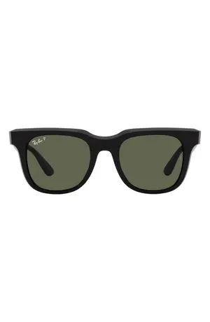 Ray-ban Ray-Ban 51mm Polarized Round Sunglasses Black / Dark Green