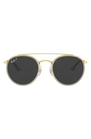 Ray-ban 51mm Polarized Round Sunglasses - Shiny Gold/ Black
