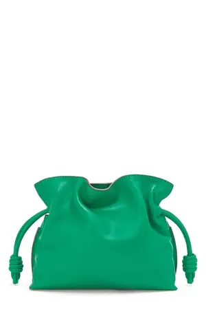 Loewe Mini Flamenco Leather Clutch - Jungle Green