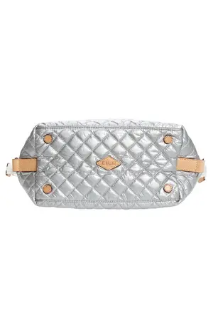 Mz Wallace Medium Sutton Quilted Shoulder Bag - Bright White/ Tin Metallic