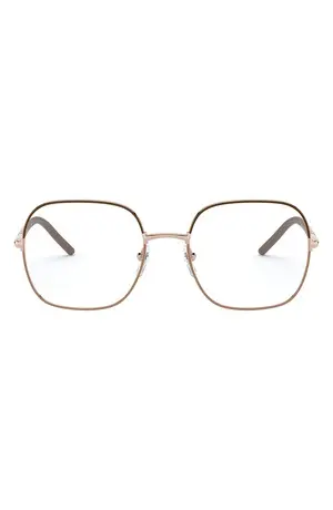 Prada 54mm Rectangle Optical Glasses - Brown/ Beige