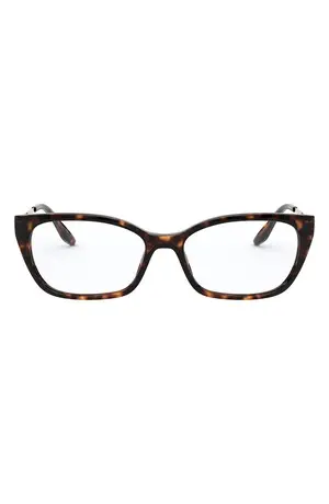 Prada Prada 54mm Rectangle Optical Glasses Havana