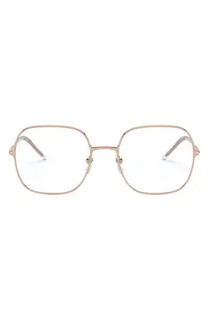 Prada Prada 54mm Rectangle Optical Glasses Pink Gold