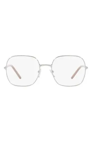 Prada Prada 54mm Rectangle Optical Glasses Silver