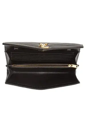 Saint Laurent Cassandre Matelassé Leather Wallet On A Chain - 1000 Nero