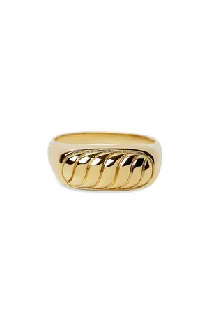 Argento Vivo Textured Signet Ring - Gold