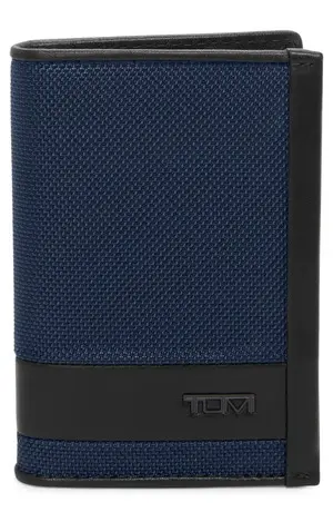 Tumi Multi Window Leather Card Case - Navy
