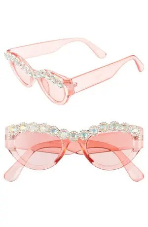 RAD + REFINED 50mm Crystal Embellished Sunglasses - Pink/crystal