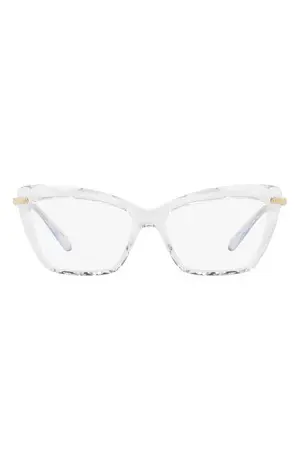 Dolce & Gabbana 53mm Cat Eye Optical Glasses - Crystal/gold