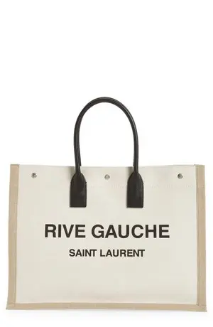 Saint Laurent Large Rive Gauche Tote - Greggio/naturale/ner